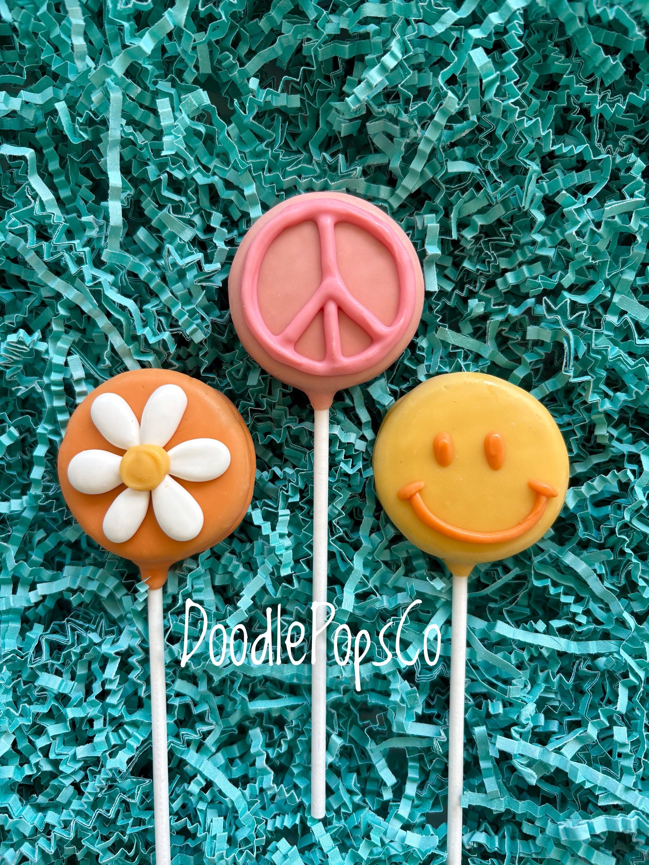 Peace Sign, Flower & Happy Face Oreo Cookie Pops / Hippie Birthday ...