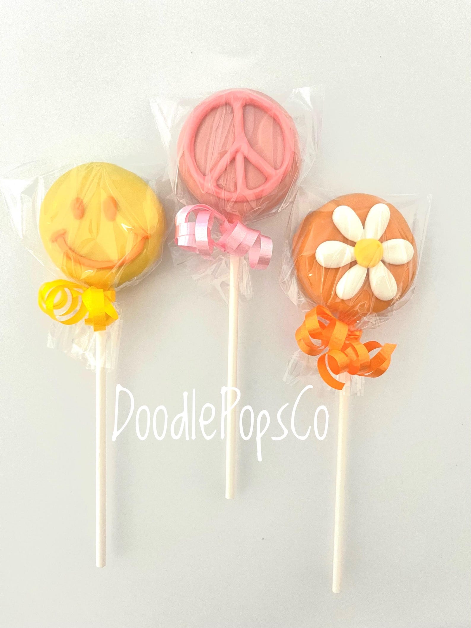 Peace Sign, Flower & Happy Face Oreo Cookie Pops / Hippie Birthday ...