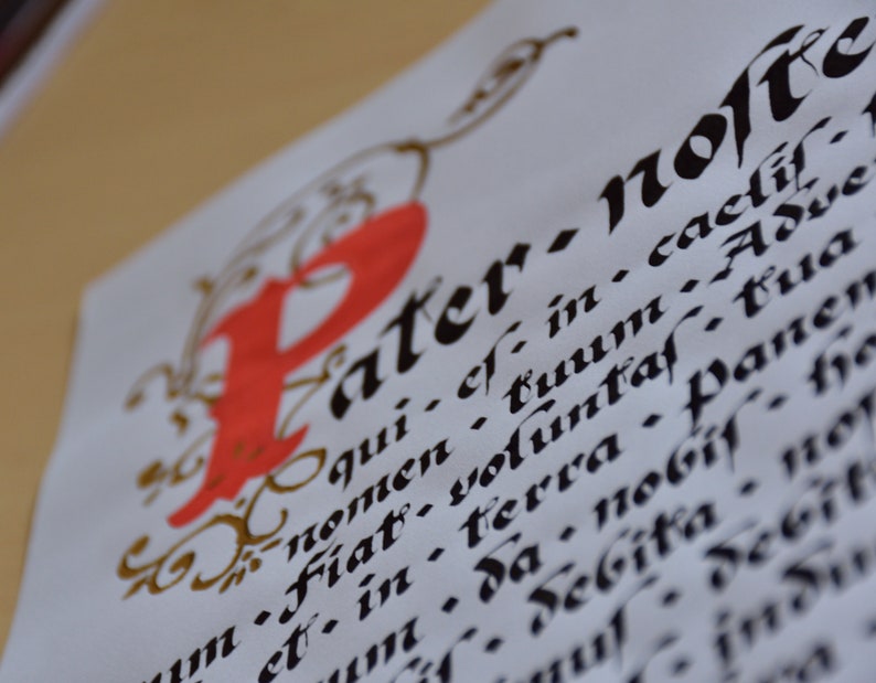 Prayer Pater Noster - Unique, Authentic Calligraphy Artwork ...