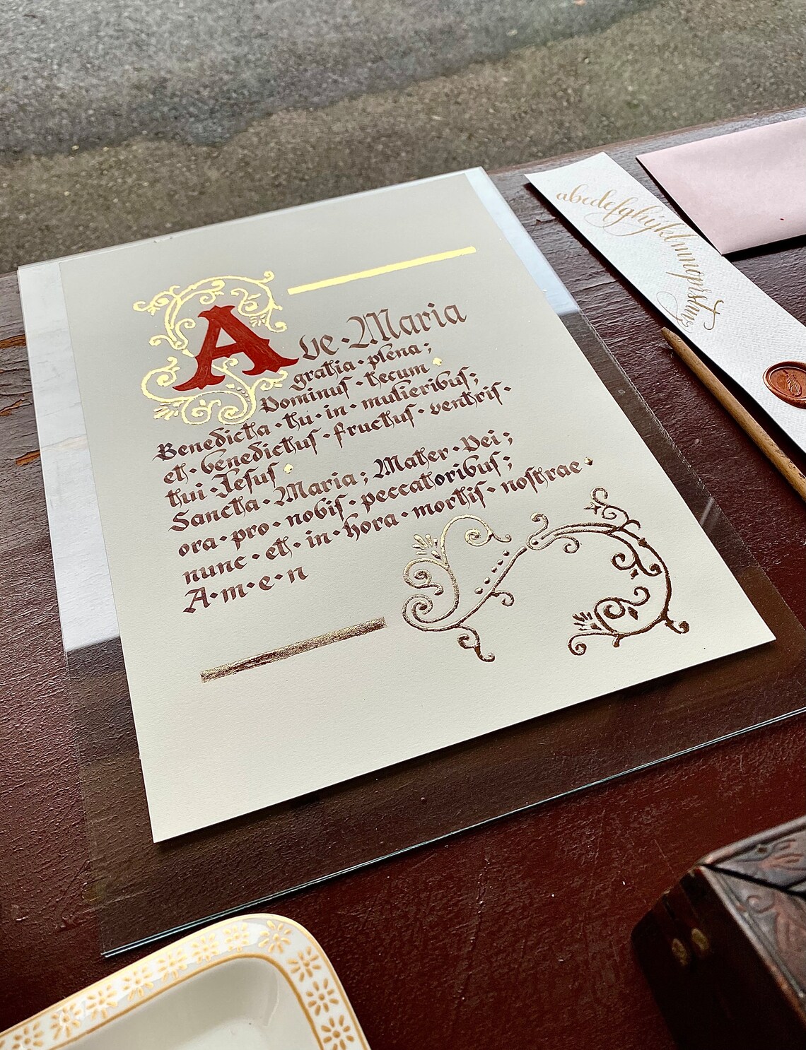 Prayer Ave Maria - Unique, Authentic Calligraphy Artwork, Handwritten ...