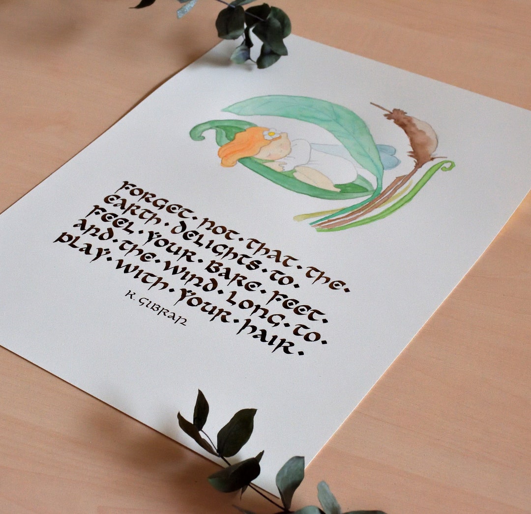 Original Artwork, Calligraphy and Watercolor Painting - Sleeping Fairy ...