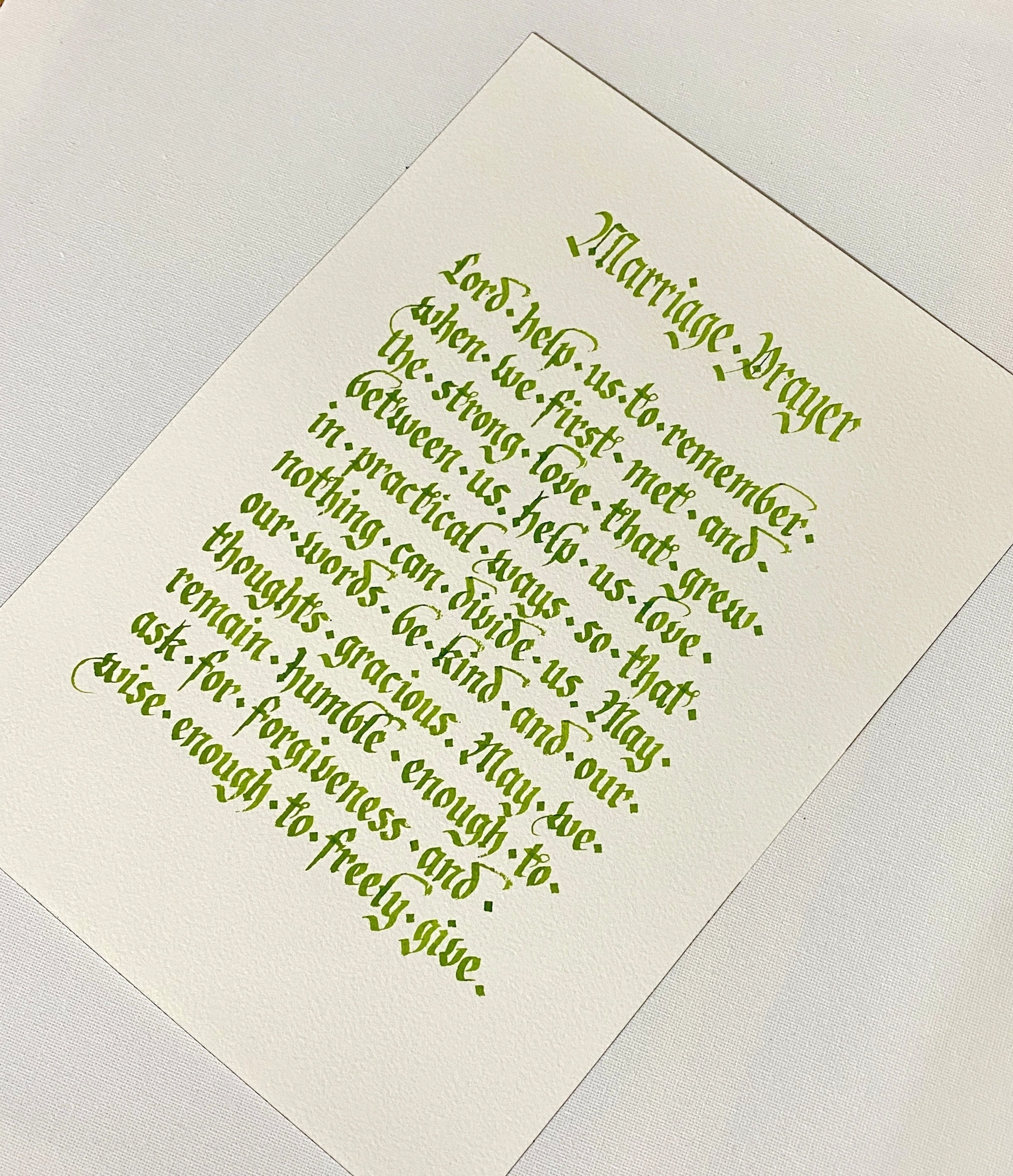 Handwritten Marriage Prayer / Original and Unique Calligraphy - Etsy
