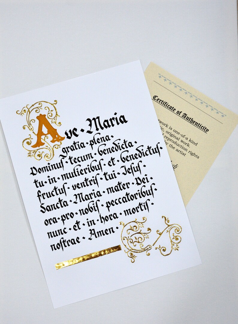 Prayer Ave Maria Unique Authentic Calligraphy Artwork - Etsy