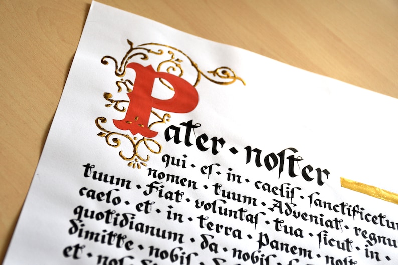 Prayer Pater Noster - Unique, Authentic Calligraphy Artwork ...