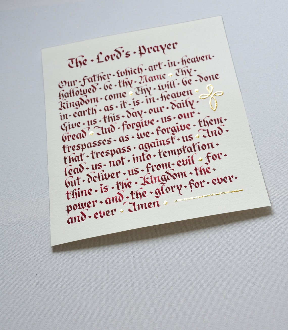 Handwritten Lord's Prayer Original and Unique Calligraphy Artwork the ...