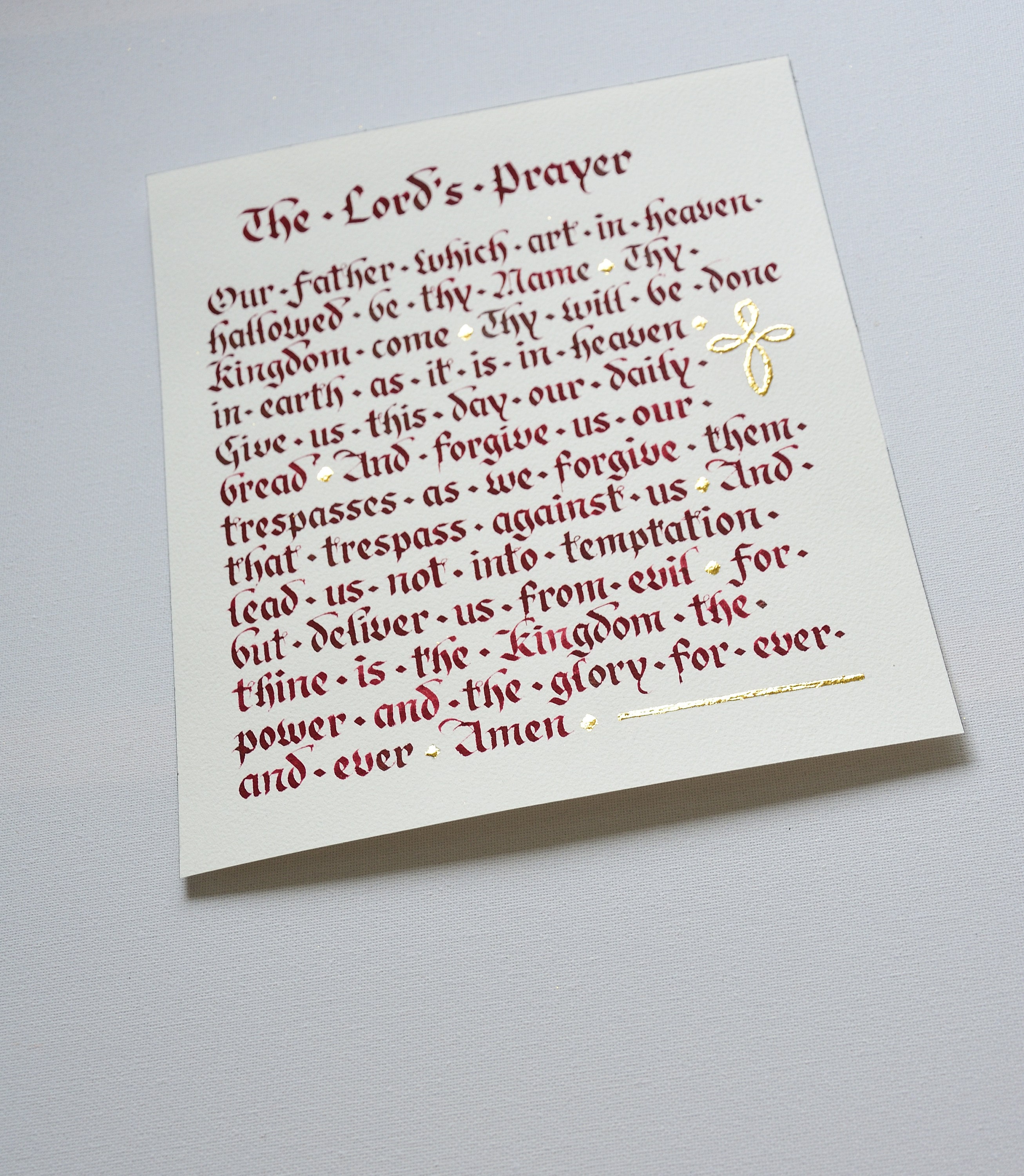 Handwritten Lord's Prayer Original and Unique Calligraphy Artwork the ...