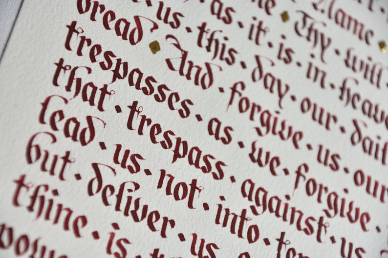 Handwritten Lord's Prayer - Original and Unique Calligraphy Artwork ...