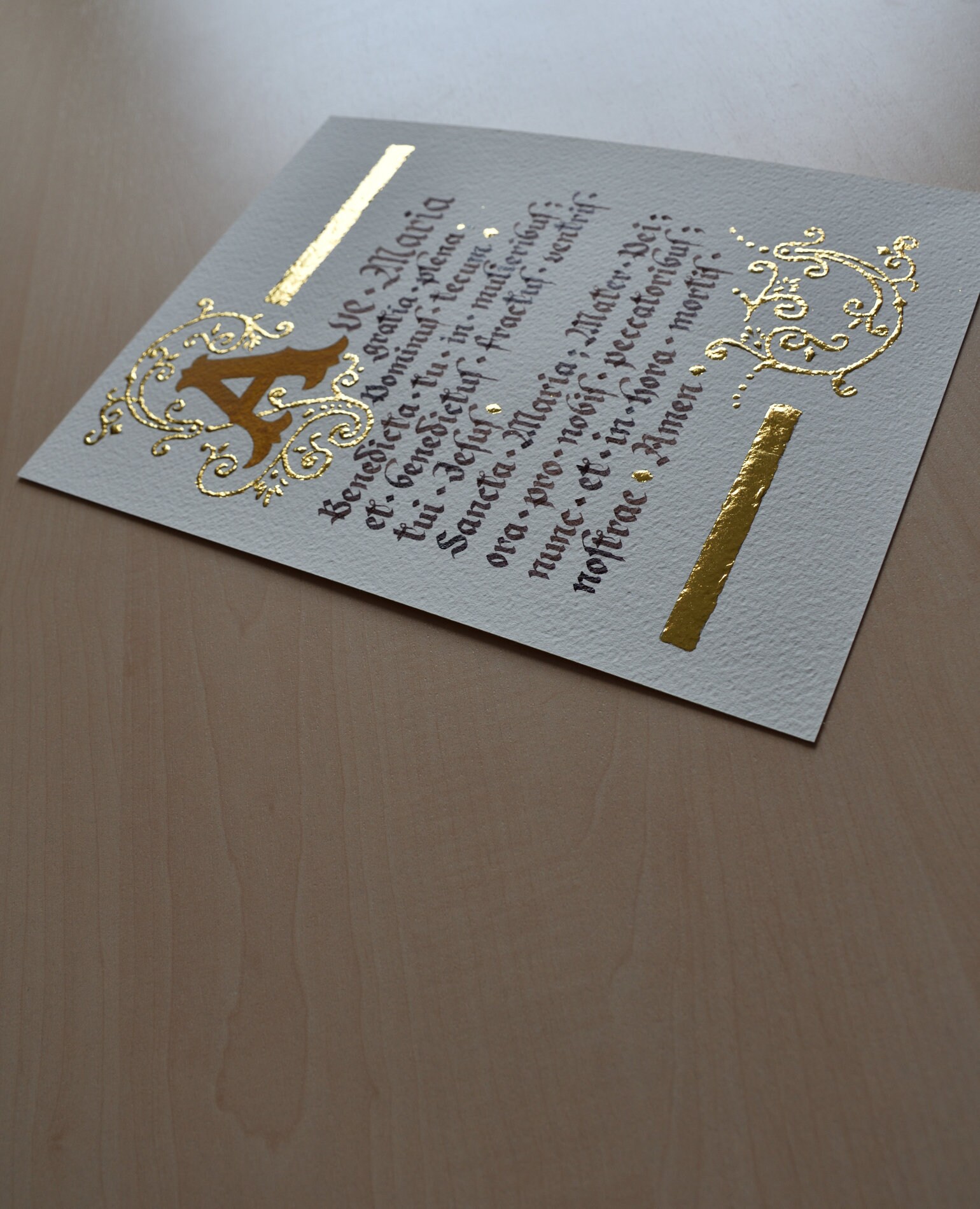 Prayer Ave Maria - Unique, Authentic Calligraphy Artwork, Handwritten ...