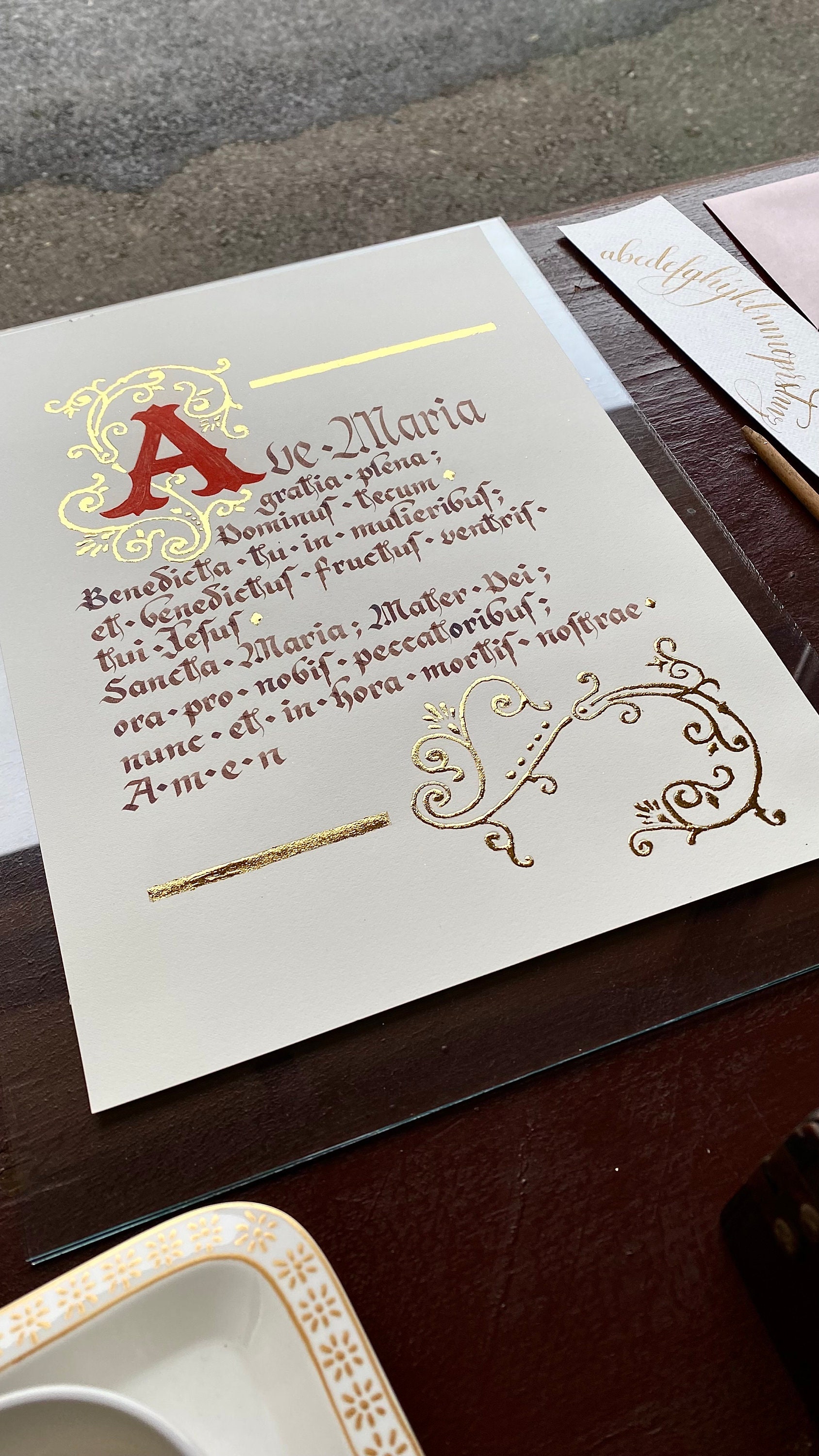 Prayer Ave Maria - Unique, Authentic Calligraphy Artwork, Handwritten ...