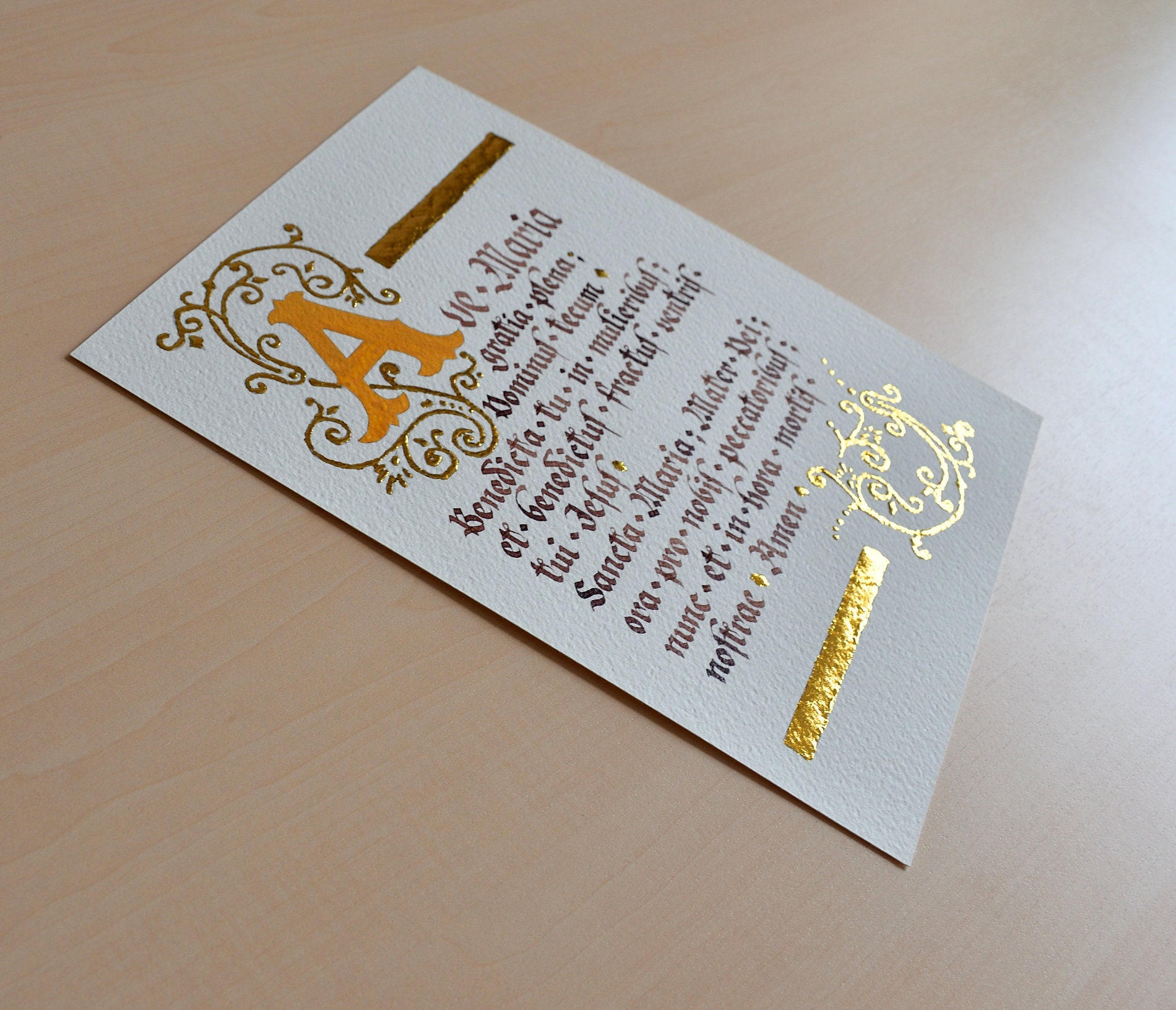 Prayer Ave Maria - Unique, Authentic Calligraphy Artwork, Handwritten ...