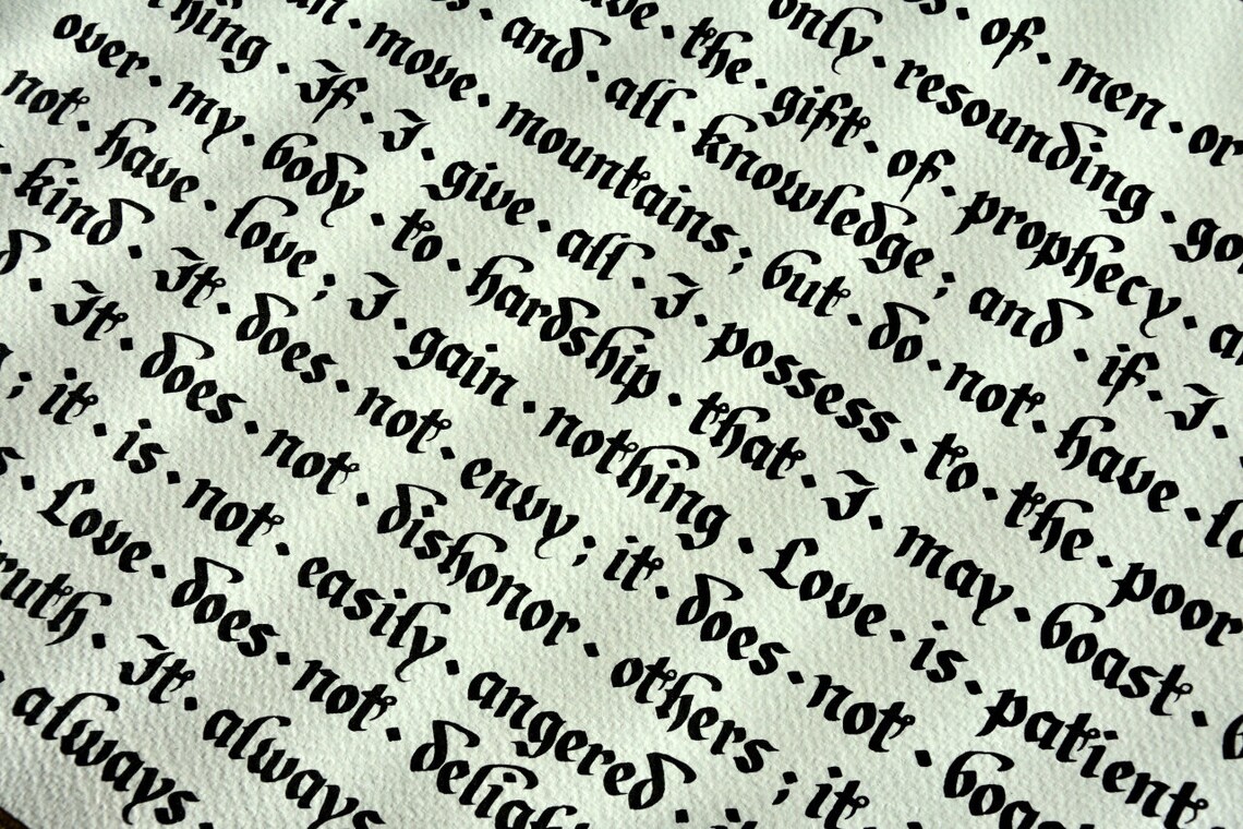 Corinthians - Unique and Original Calligraphy Work, Bible Text About ...