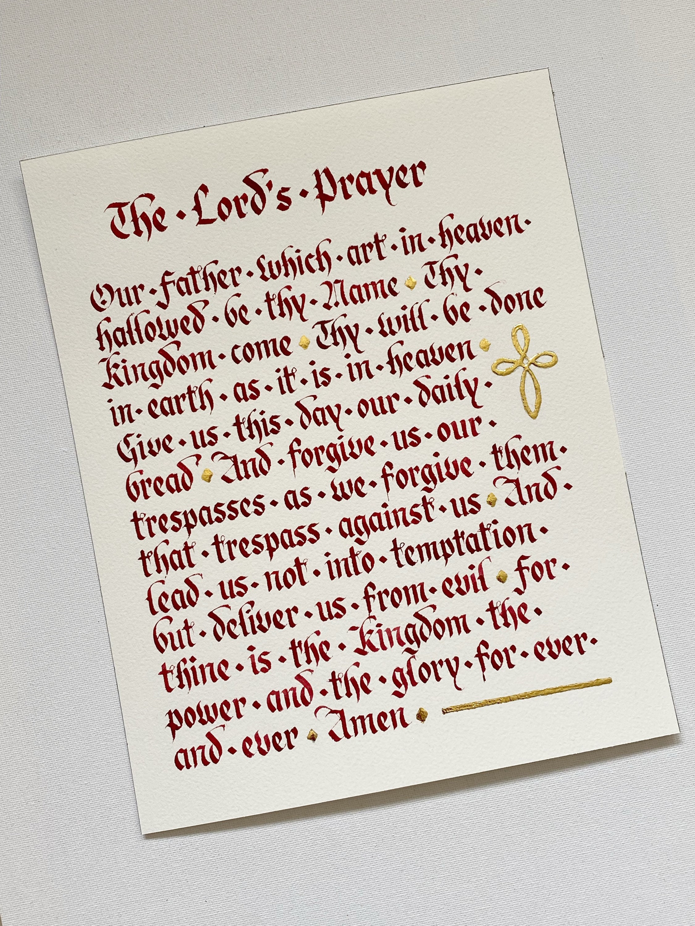Handwritten Lord's Prayer - Original and Unique Calligraphy Artwork ...