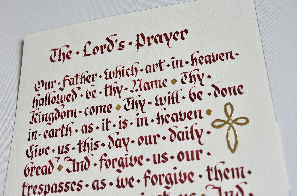 Handwritten Lord's Prayer Original and Unique Calligraphy Artwork the ...