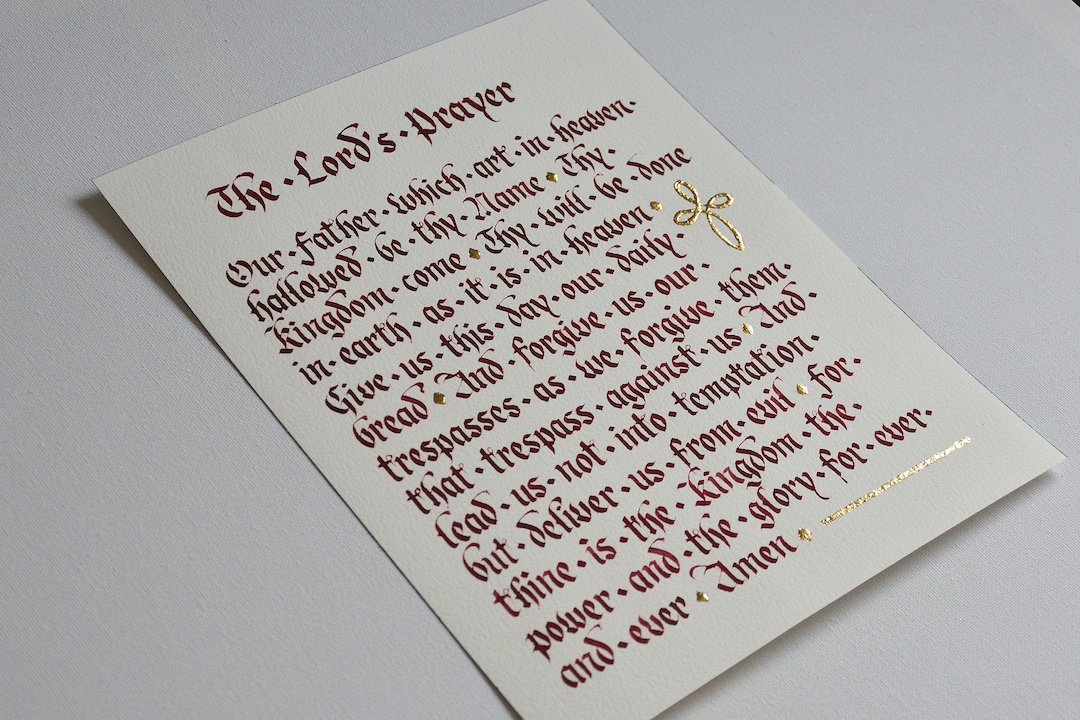 Handwritten Lord's Prayer - Original and Unique Calligraphy Artwork ...