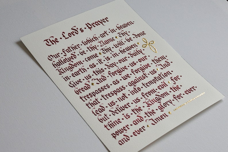 Handwritten Lord's Prayer - Original and Unique Calligraphy Artwork ...