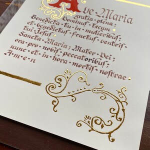 Prayer Ave Maria - Unique, Authentic Calligraphy Artwork, Handwritten ...