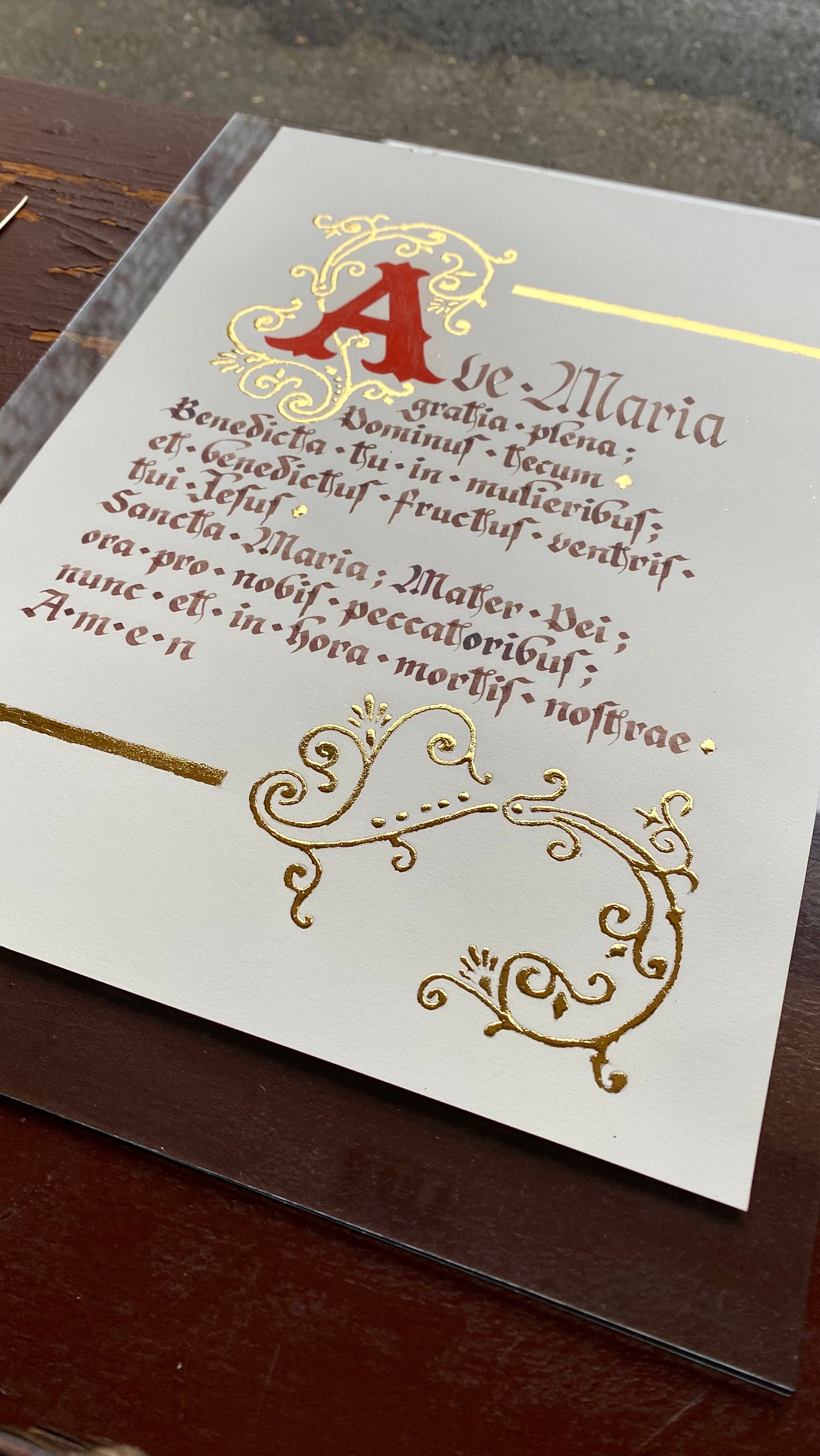 Prayer Ave Maria - Unique, Authentic Calligraphy Artwork, Handwritten ...