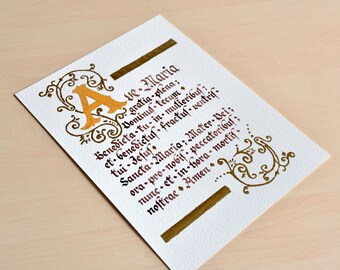 Prayer Ave Maria - Unique, Authentic Calligraphy Artwork, Handwritten ...