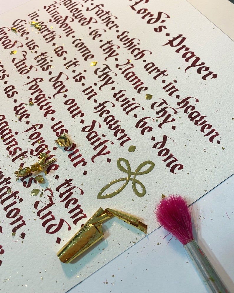 Handwritten Lord's Prayer Original and Unique Calligraphy Artwork the ...