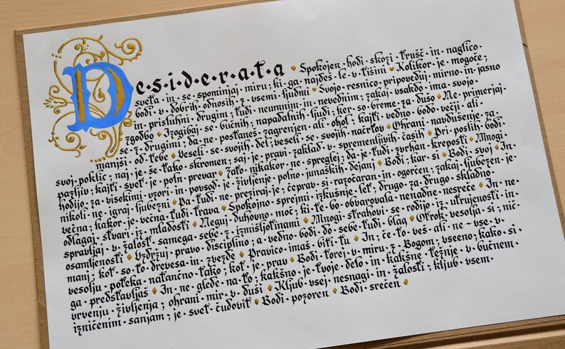 Desiderata - Made to Order, Unique, Original Calligraphy Artwork - Etsy