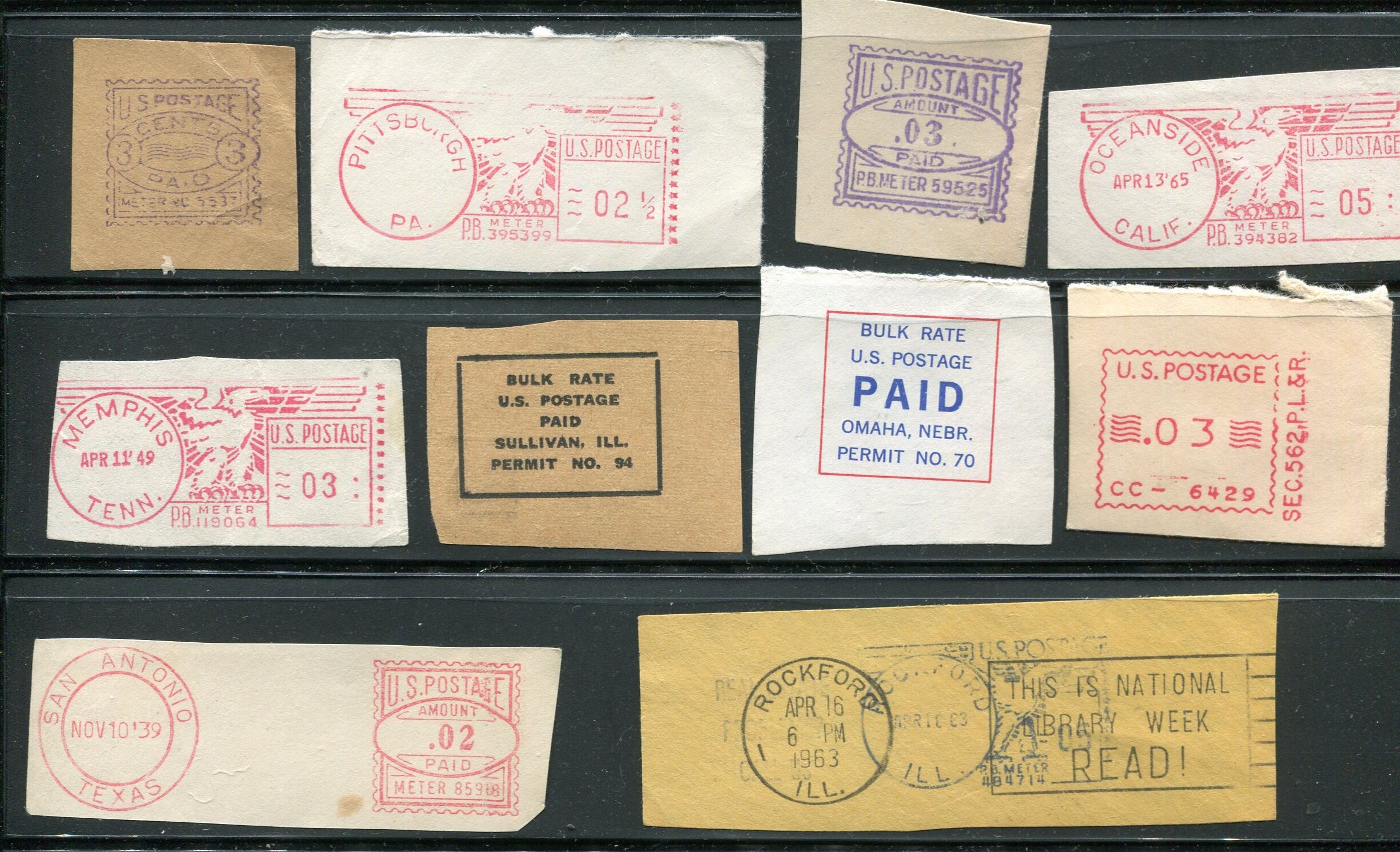 Meter & Permit Stamps Used /10 Various Vintage USA Meter And | Etsy