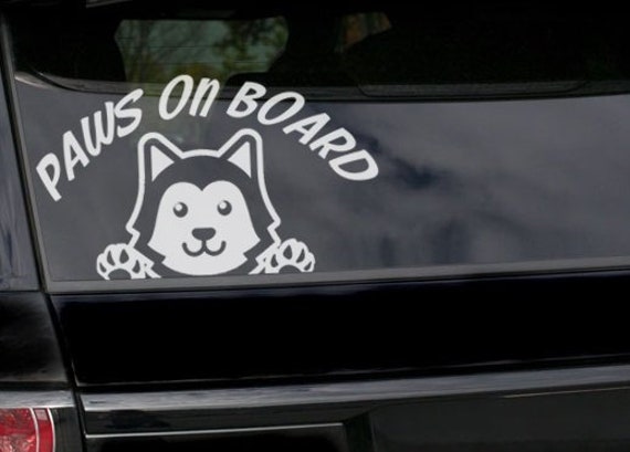 Paws on Board Dog Husky Vinyl Sticker Fun Decals Car Auto SUV - Etsy