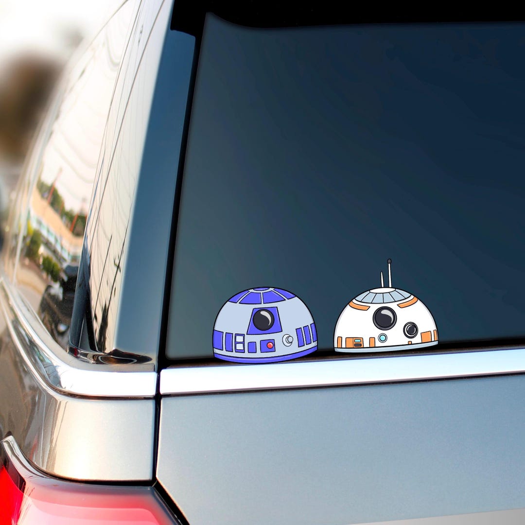 Baby Yoda BB8 and R2D2 Peeker Car Decal/ Star Wars Peekaboo Window ...
