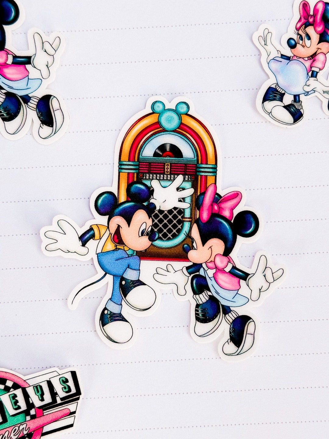 Retro Mickey and Minnie Sticker/50s Diner Disney / Disney Sticker ...