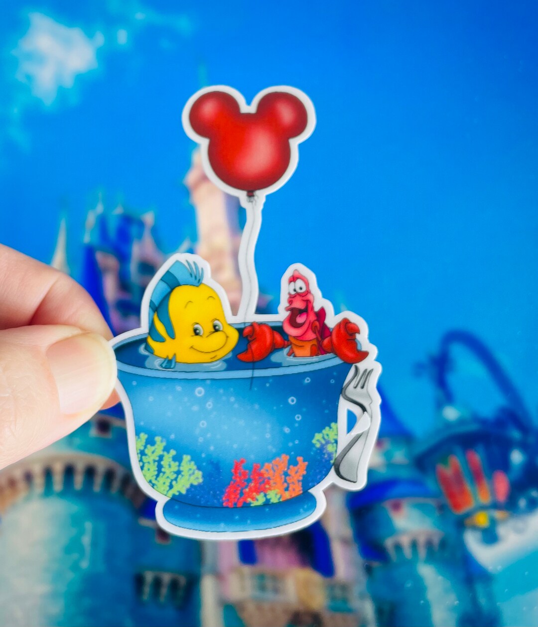 Flounder and Sebastian Teacup Sticker/ Little Mermaid Sticker/ Disney ...