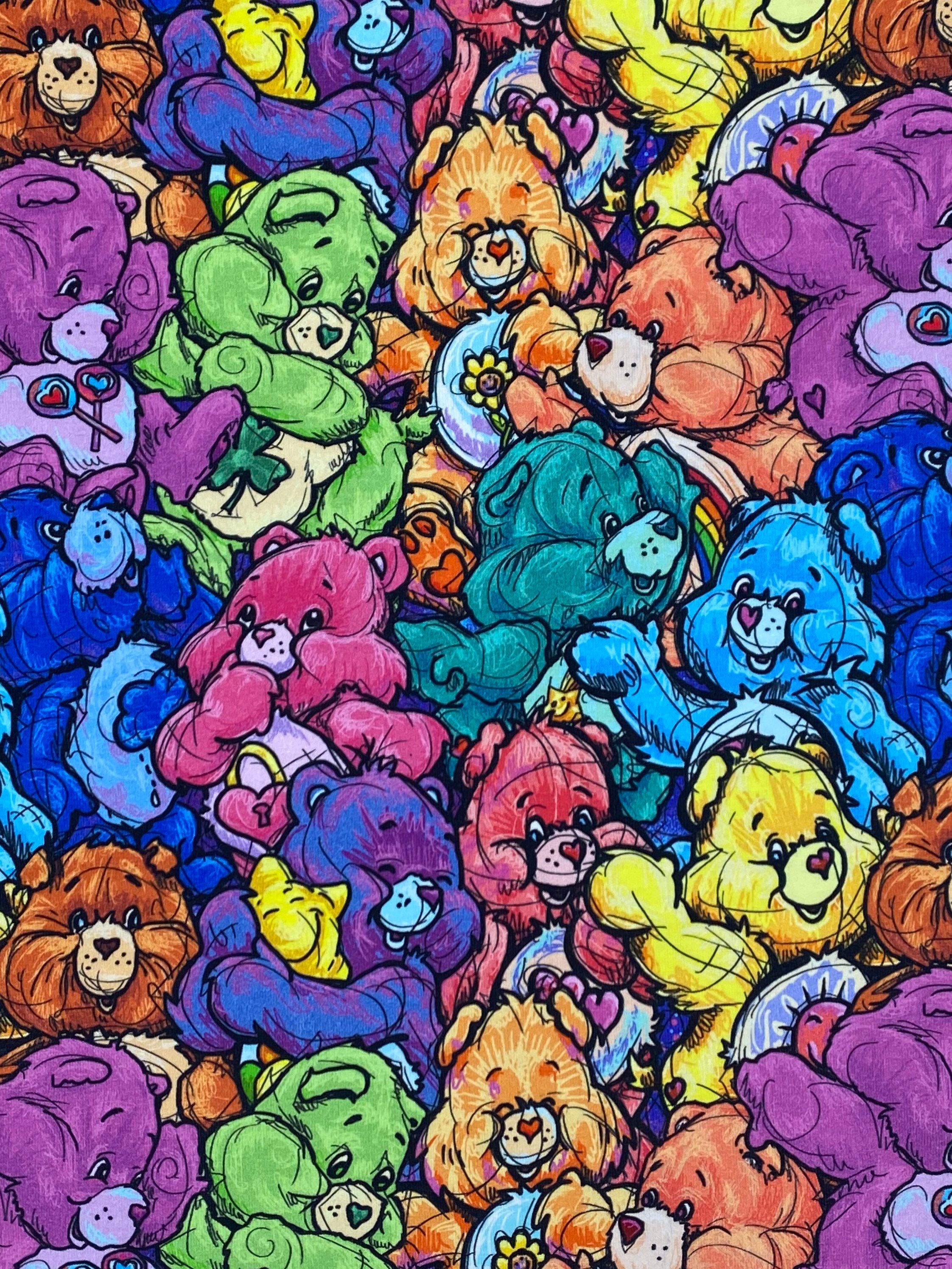 Care Bears fabric tumbler cut fabric 9x14 Disney fabric | Etsy