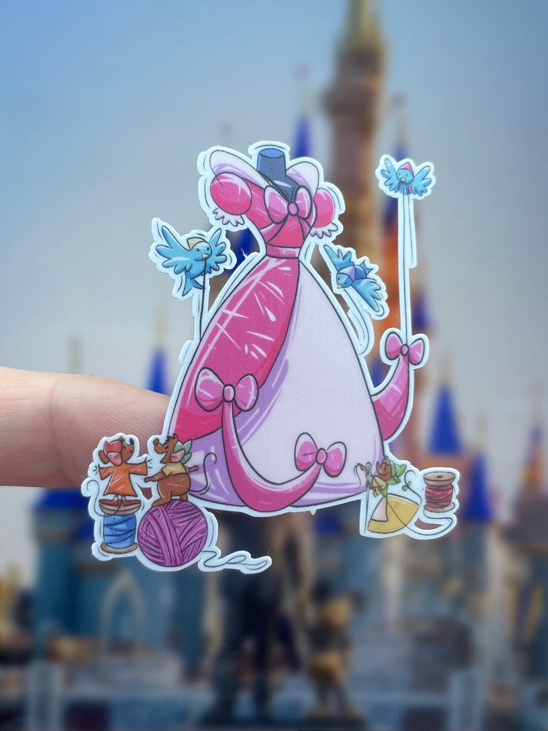 Cinderella’s Dressmaking Sticker/ Cinderella Mice Sticker/ Gus Gus ...