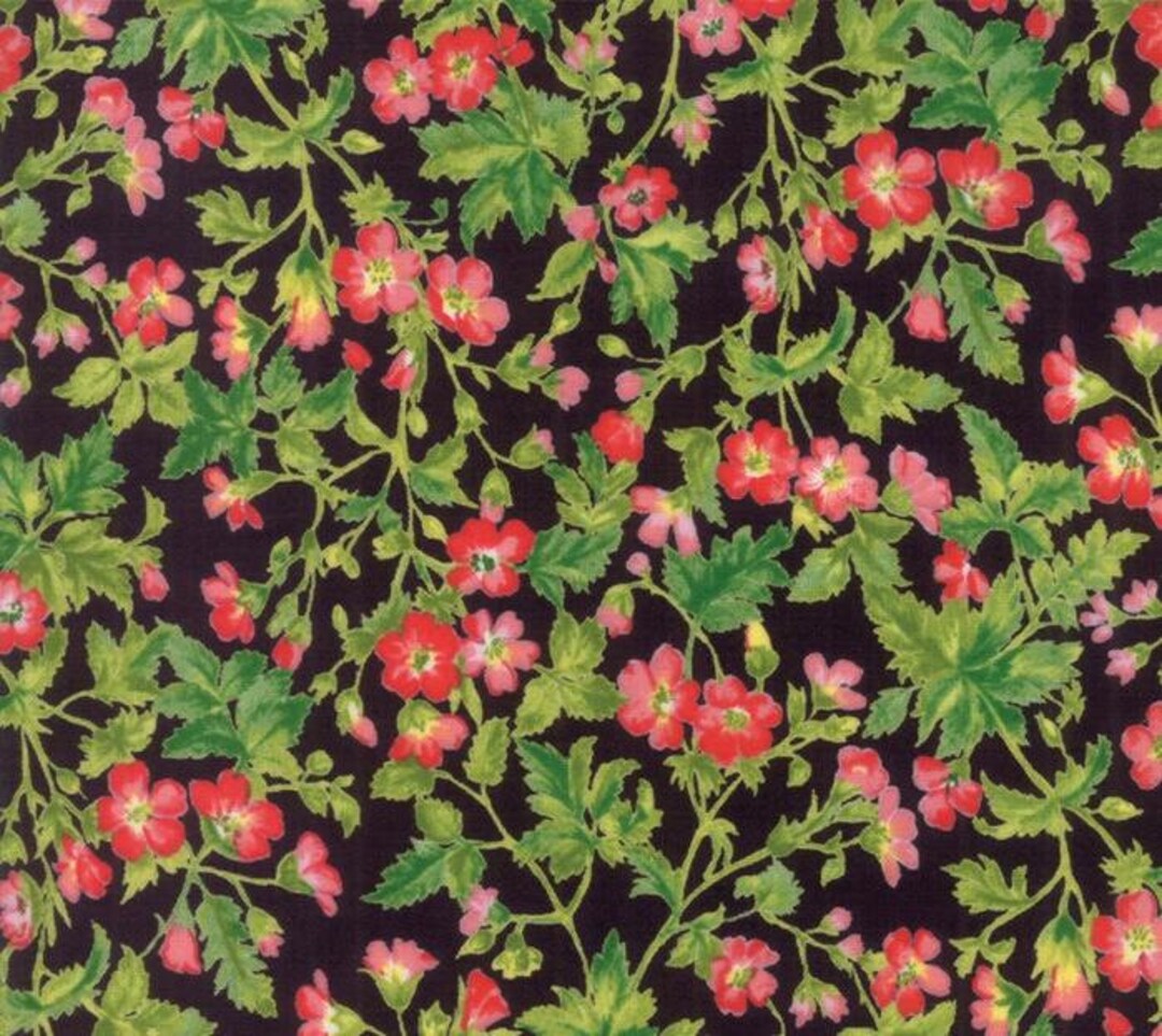 Wildflowers IX 33382-15 by Moda. Flowers and Leaves on Black. Sold by ...