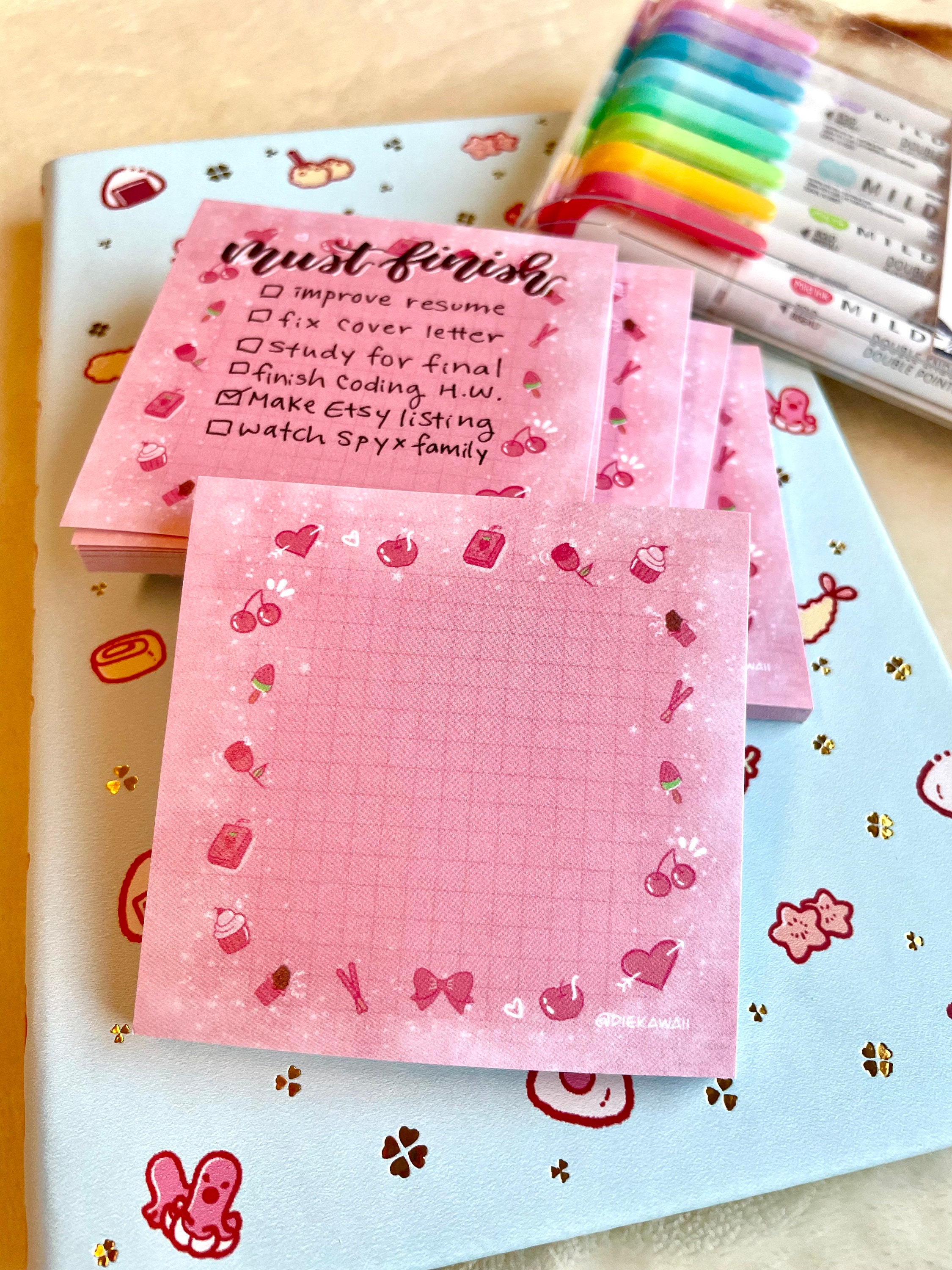 Pink N' Sweet Post It Notes | Kawaii Food, Candy & Dessert Sticky Notes ...