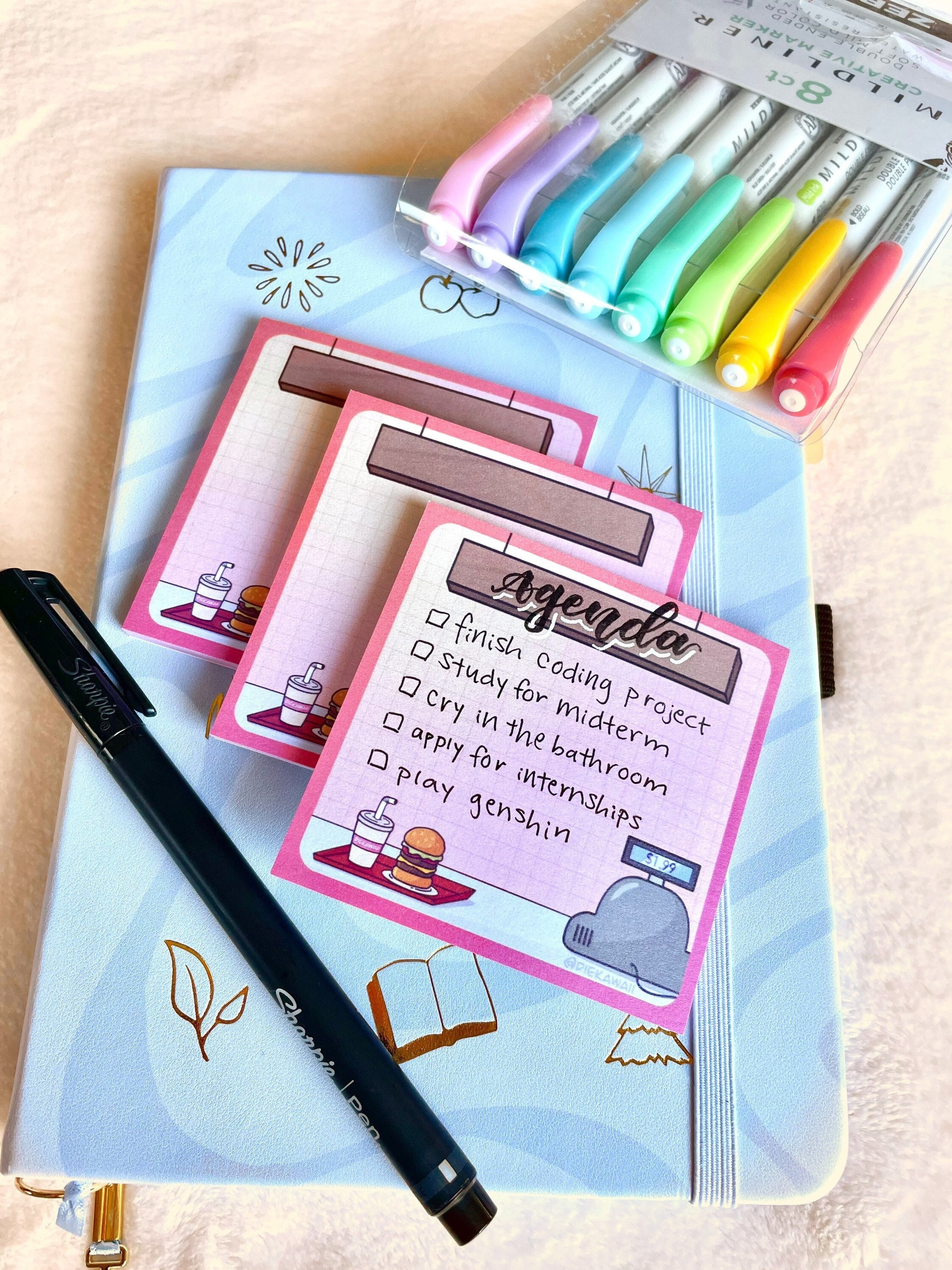 Fast Food Post It Notes | Kawaii Burger and Soda Sticky Notes for ...