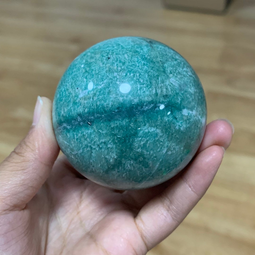 Natural Green Amazonite Gems Crystal Sphere With Shiny-18 - Etsy