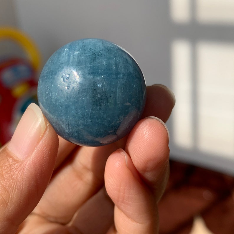 Natural Hell Devil Blue Aquamarine Gems Crystal Quartz Sphere | Etsy