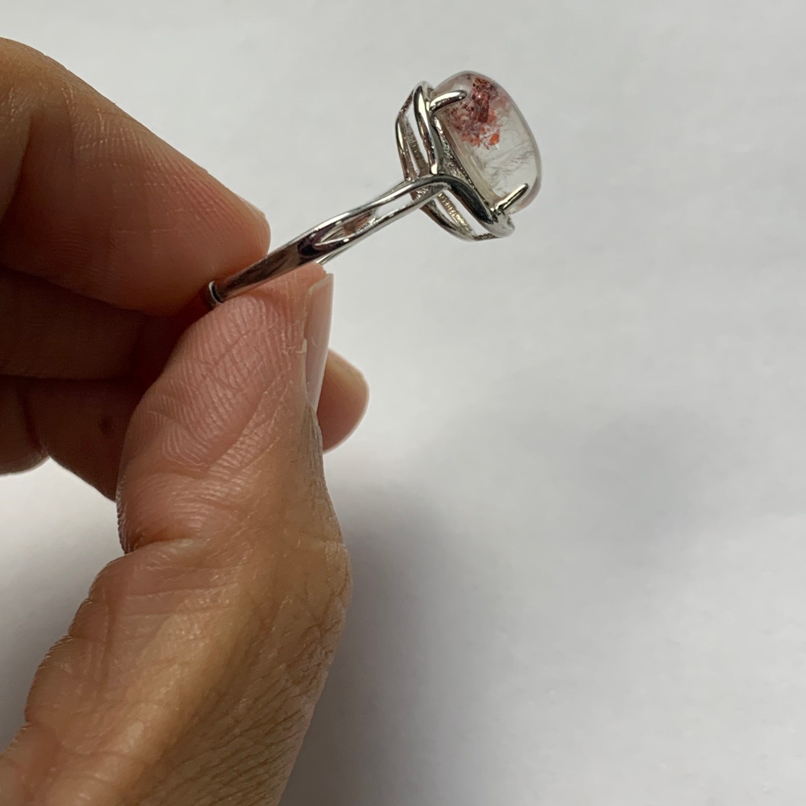 Natural Red Strawberry Quartz Crystal Adjustable Silver Ring - Etsy