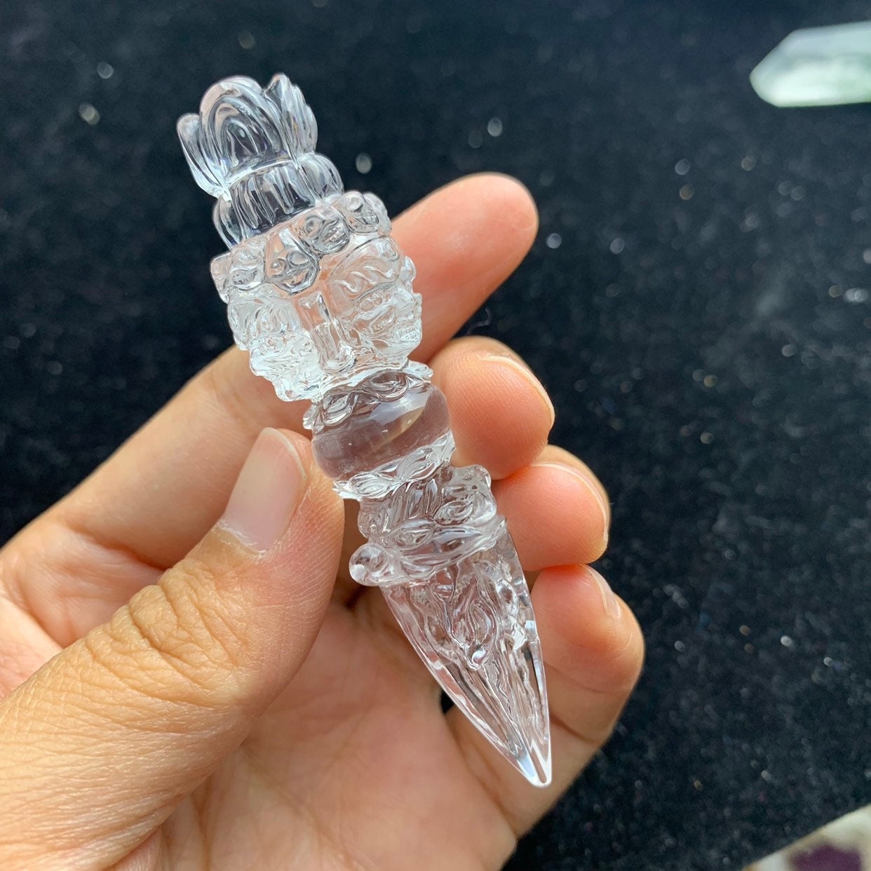 2.83 Clear Natural Quartz Crystal Amulet Carved Dorje - Etsy