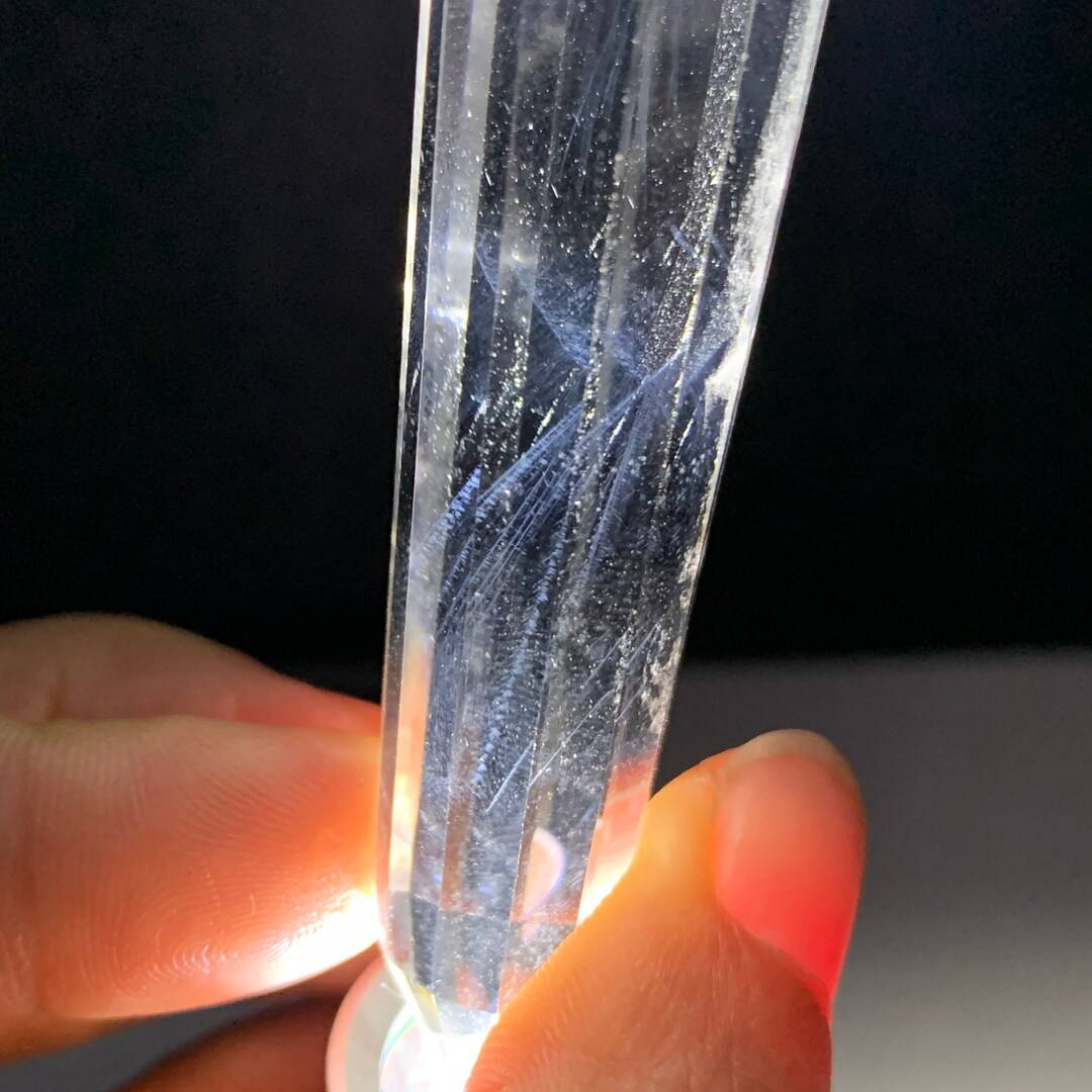30.6g 12 Sided CLEAR Blue Angel Feathers Quartz Crystal Wand Point ...