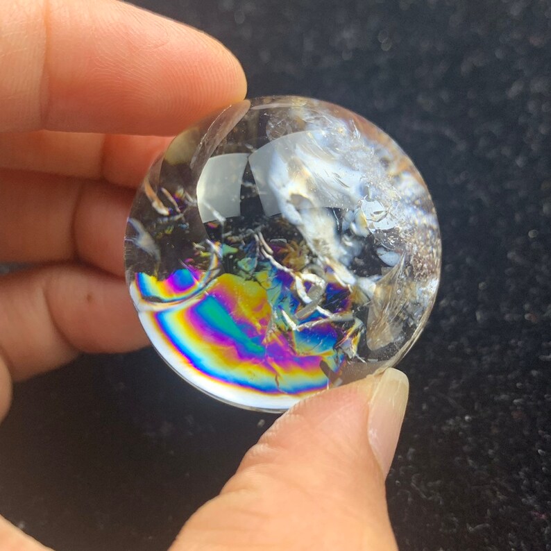 Rainbow32 Mm Natural Rainbow Quartz Crystal Sphere Ball - Etsy