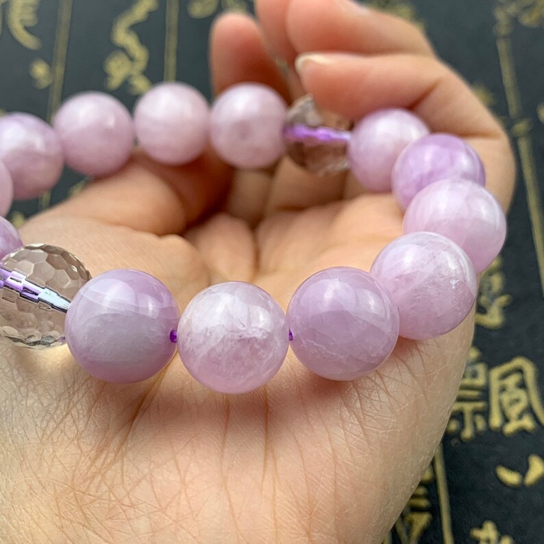 Natural 12 Mm Purple Kunzite & Clear Rock Quartz Quartz - Etsy