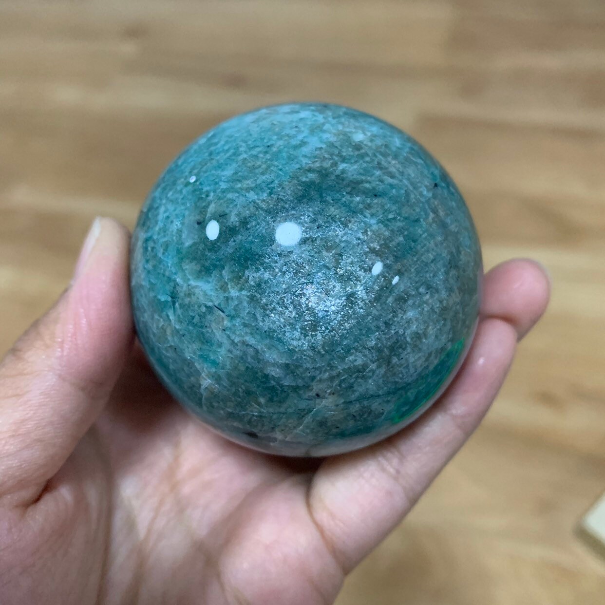 Natural green amazonite gems Crystal sphere with shiny-19 | Etsy