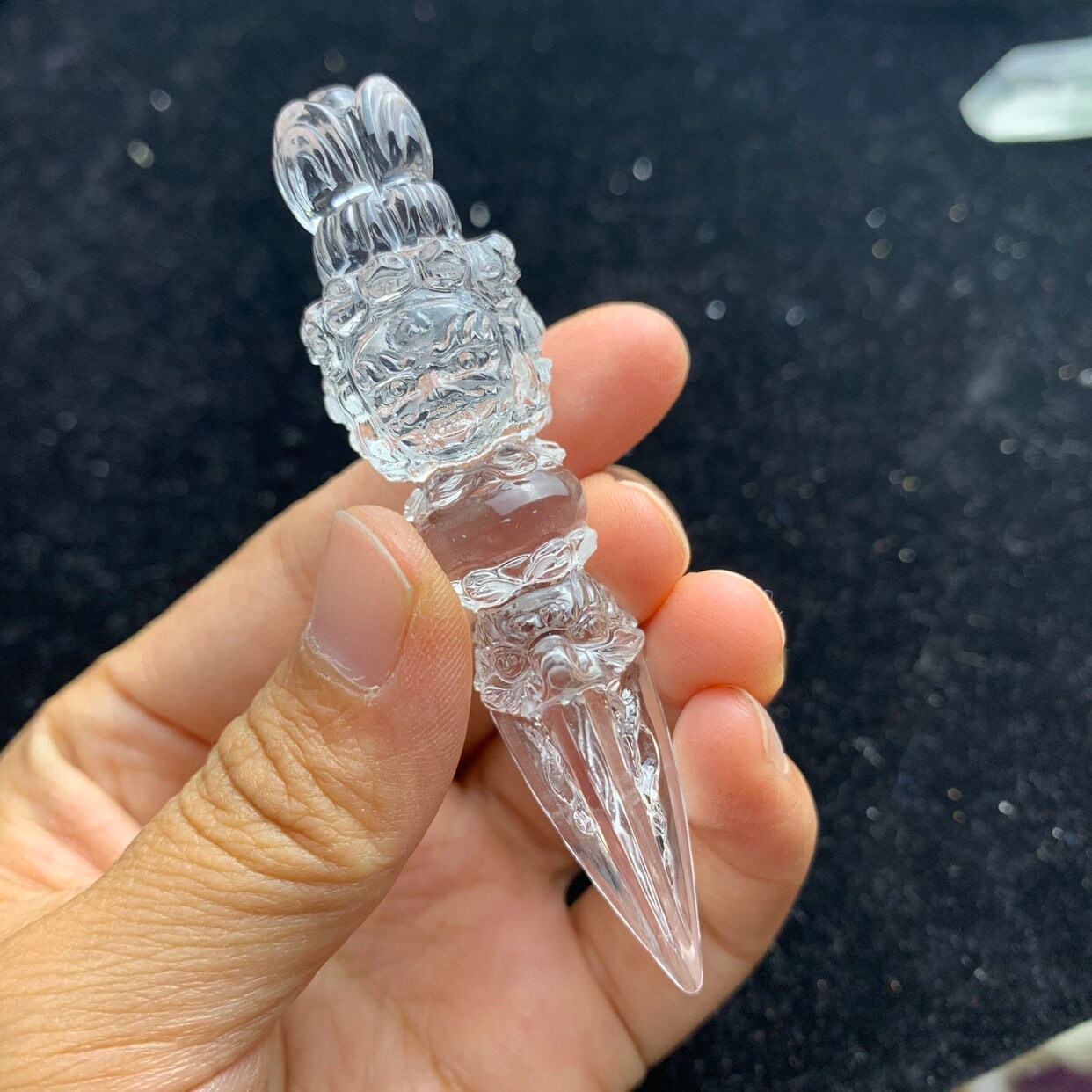 2.83 Clear Natural Quartz Crystal Amulet Carved Dorje - Etsy