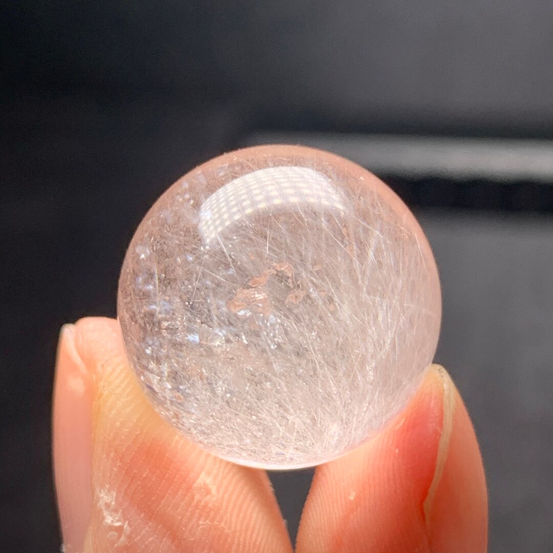 17mm Natural Pink Amphibole Quartz Rutilated Quartz Sphere - Etsy