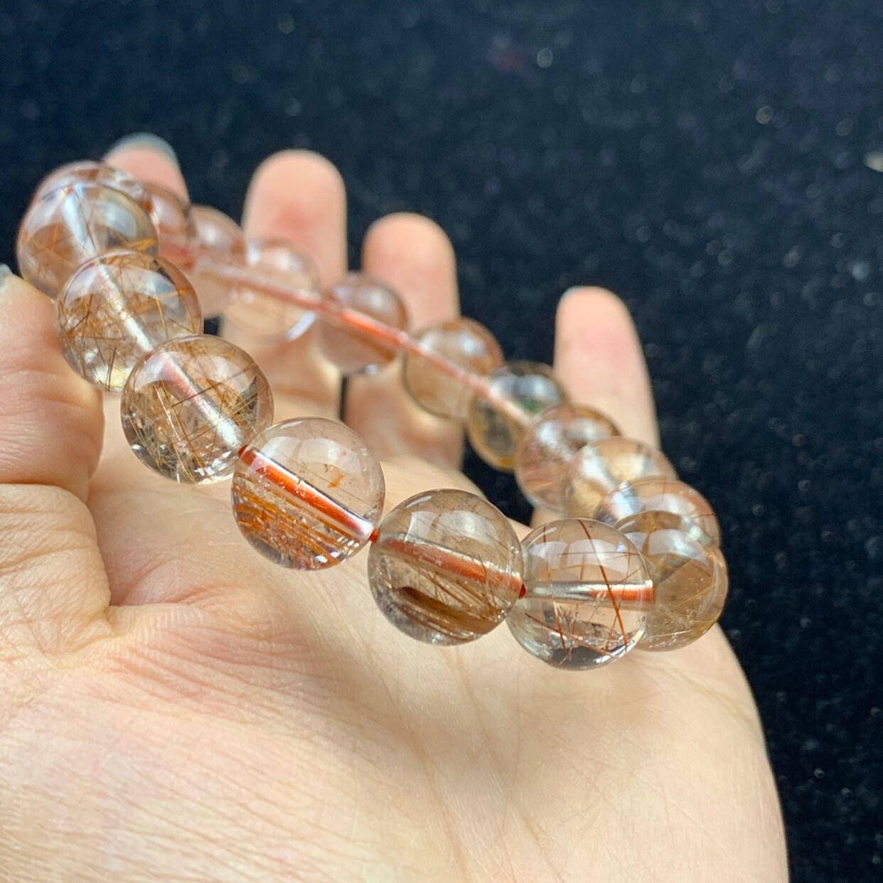 Natural Red Hair Rutilated Quartz Crystal Round Beads | Etsy