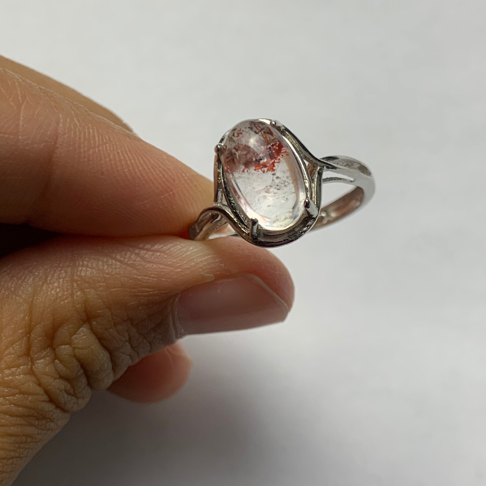 Natural Red Strawberry Quartz Crystal Adjustable Silver Ring | Etsy