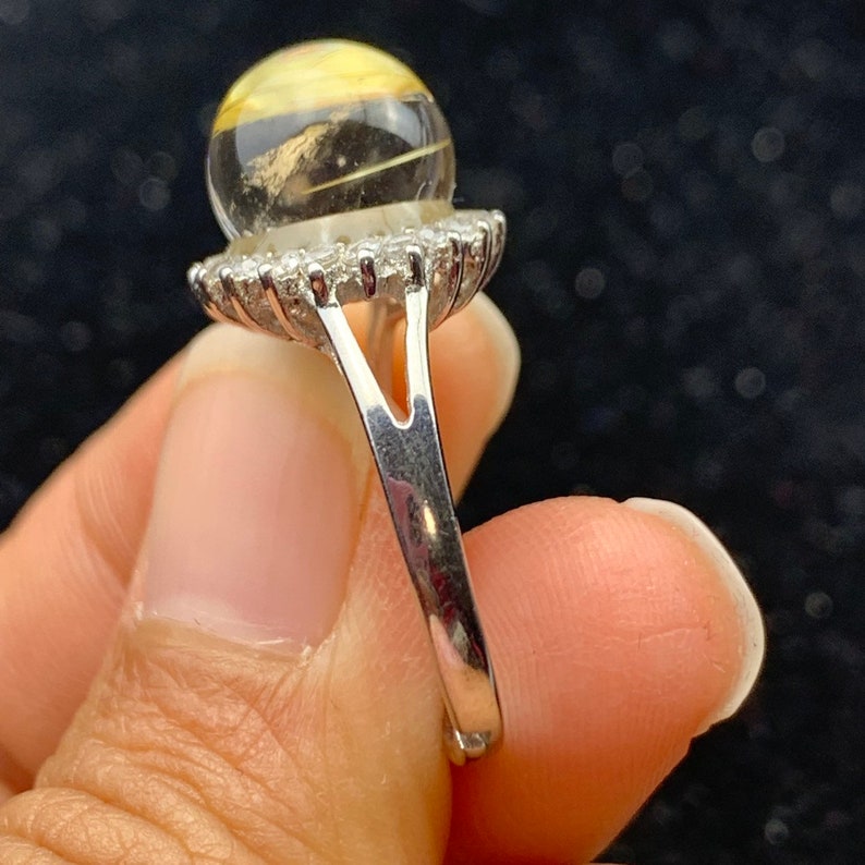 Natural Golden Titanium Rutilated Quartz Crystal Silver Woman - Etsy