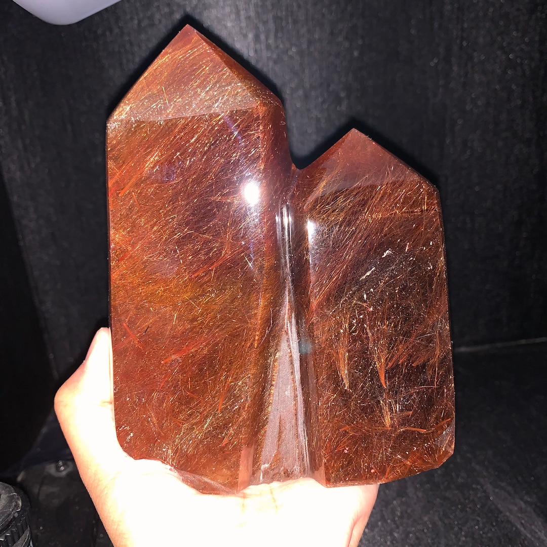 Natural Red Rutilated Quartz Twin-tower Quartz Crystal Healing Quartz ...