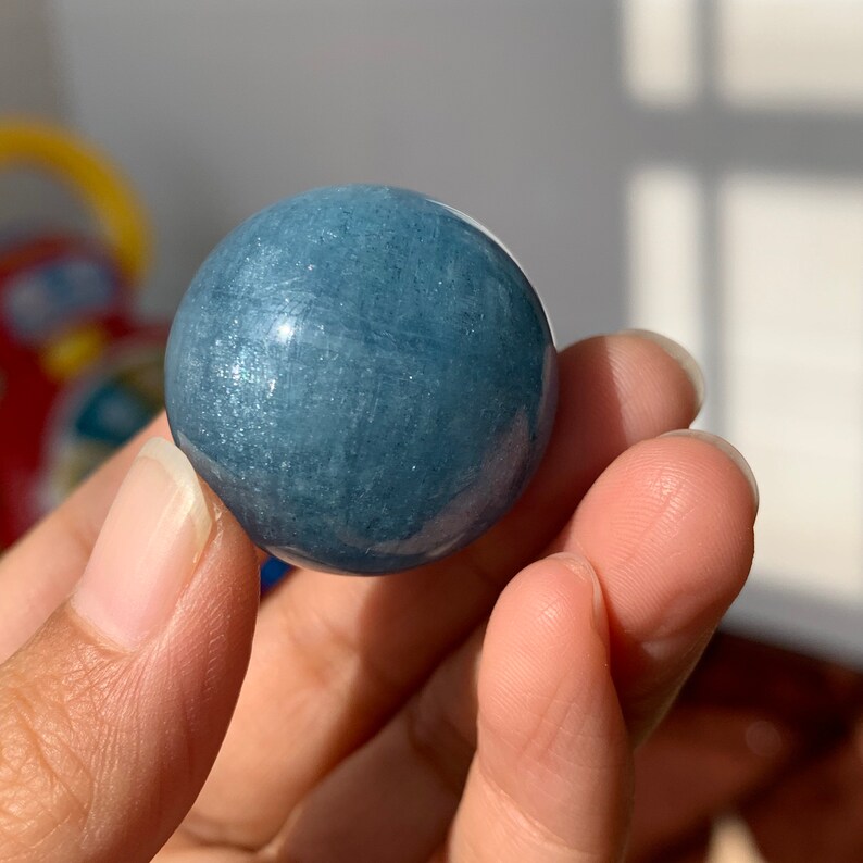 Natural Hell Devil Blue Aquamarine Gems Crystal Quartz Sphere | Etsy