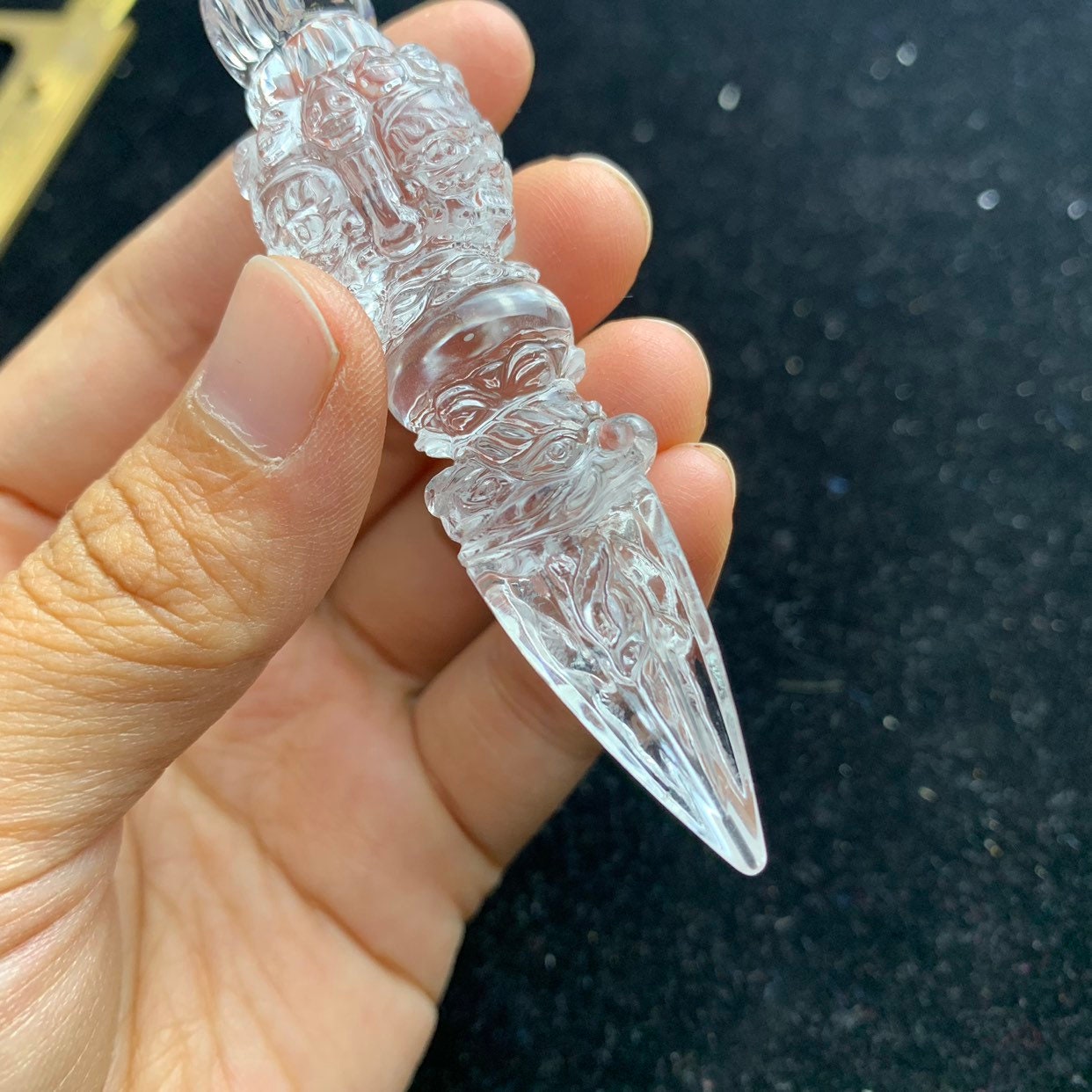 2.83 Clear Natural Quartz Crystal Amulet Carved Dorje - Etsy